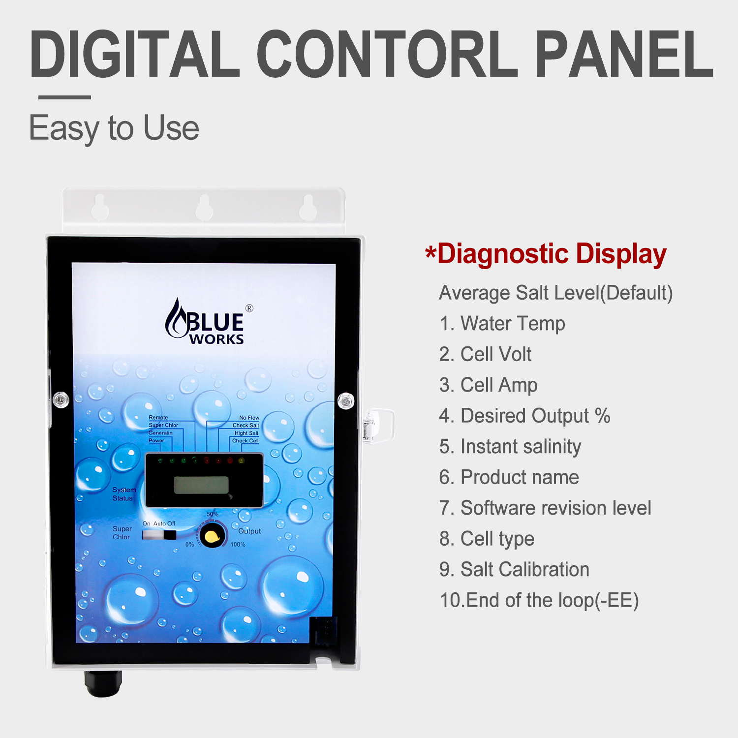 Best BLUE WORKS BLH40 Saltwater Generator Chlorinator for 40K Gallon ...